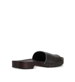 LA ROSE Leather Clogs - Grigio