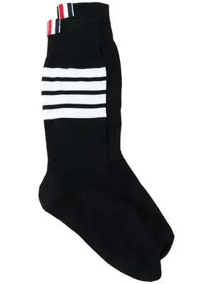 Thom Browne Mid-calf Socks With 4-bar Stripe - Black