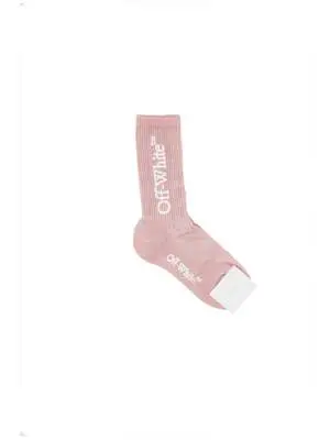 Off White Mid Bookish Calf Socks - Pink - White