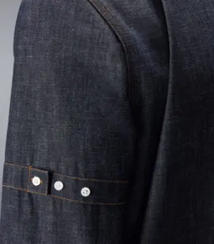 Thom Browne L/s Bd Straight Fit Shirt W/ Rwb Inner Cuff Detail And Self Armband In Shirting Denim