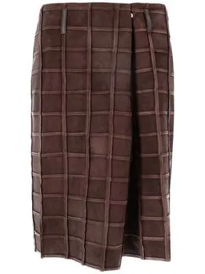 NICCOLO PASQUALETTI Piega Square Suede Patchwork Skirt