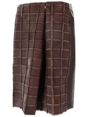 NICCOLO PASQUALETTI Piega Square Suede Patchwork Skirt