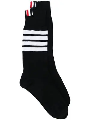Thom Browne Mid-calf Socks With 4-bar Stripe - Navy