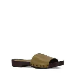 LA ROSE Leather Clogs - Lime