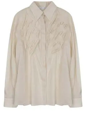 Alberta Ferretti Floral Patch Cotton Shirt