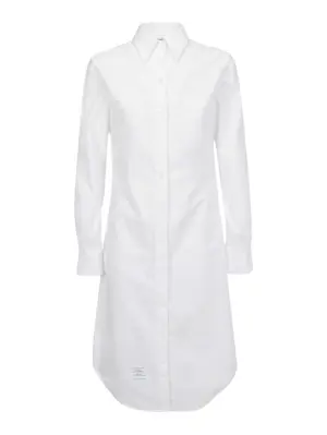 Thom Browne Classic Long Sleeve Oxford Shirt Dress - White