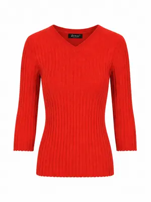 LA ROSE Cashmere And Silk Top - Rosso Fuoco