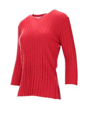 LA ROSE Cashmere And Silk Top - Rosso Fuoco