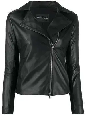 Emporio Armani Leather Biker Jacket - Black