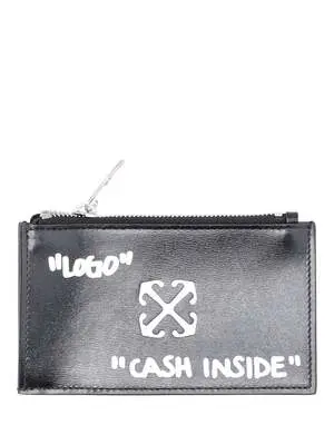 Off White Jitney Zipped Card Case Quote Black Wh - Black - White