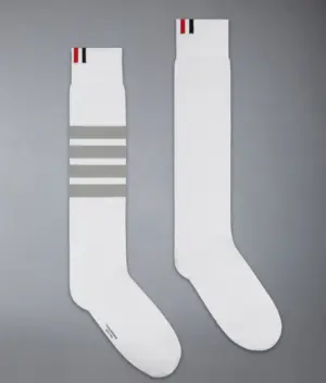 Thom Browne Mid-calf Socks With 4-bar Stripe - White