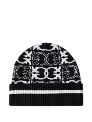 Pinko Beanie Jacquard Logo - Nero/bianco