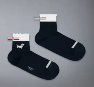Thom Browne Hector Intarsia Pointelle Crew Length Socks - Navy