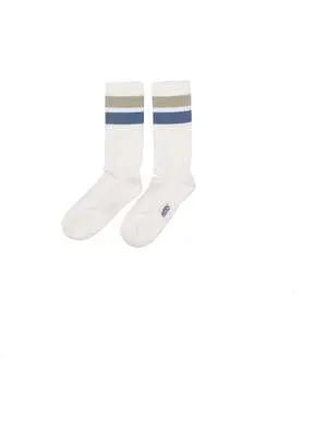 AUTRY Ribbed Socks - Stripes Cream/sky