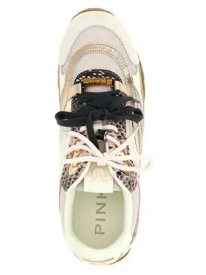 Pinko Laminated Leather And Animal Print Sneakers