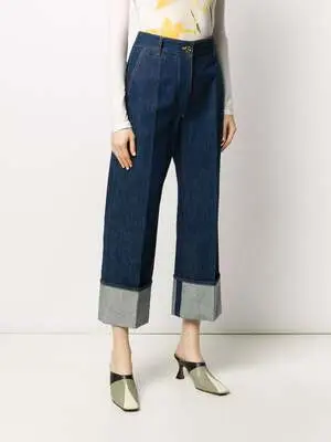 PATOU High-rise Cuffed Jeans - Rodeo Blue