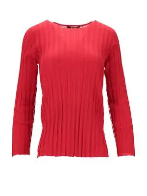 LA ROSE Crewneck Cashmere-silk Top - Rosso Fuoco