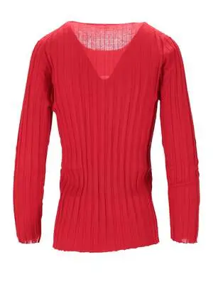 LA ROSE Crewneck Cashmere-silk Top - Rosso Fuoco