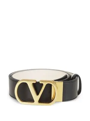 Valentino Garavani Vlogo Signature Leather Belt - Black