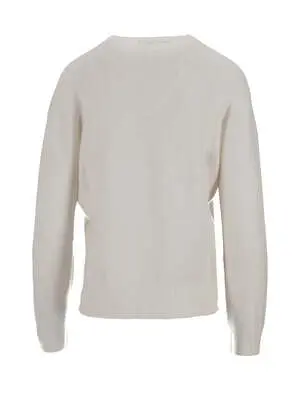 LA ROSE Round Neck Long Sleeve Top - White