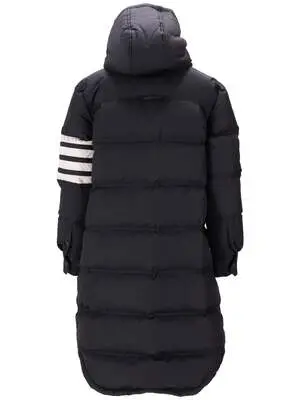 Thom Browne Downfilled Hooded Shirtdress With 4-bar Stripe - Navy