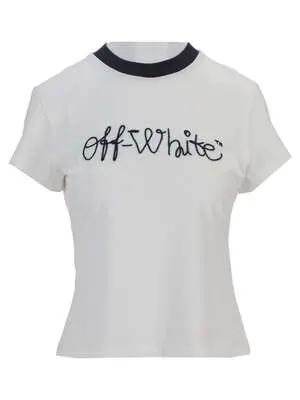 Off White Fitted Tee With Logo