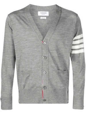 Thom Browne V-neck Cardigan - Pale Grey