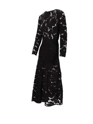 PATOU Long Sleeves Lace Midi Dress
