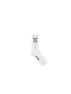 Off White Arrow Scribble Mid Socks - White - Black