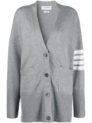 Thom Browne Exaggerated Fit V-neck Cardigan - Lt Grey