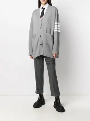 Thom Browne Exaggerated Fit V-neck Cardigan - Lt Grey