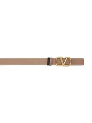 Valentino Garavani Leather Reversible Vlogo Belt - Powder