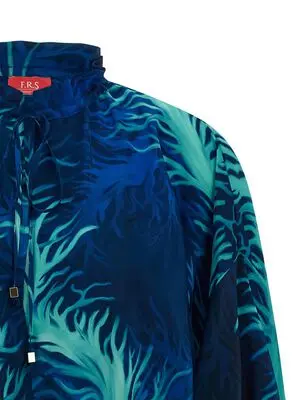 F.R.S FOR RESTLESS SLEEPERS Printed Silk Blouse - Blue