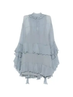 Chloé Silk Short Dress - Clear Blue
