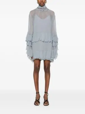 Chloé Silk Short Dress - Clear Blue