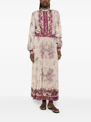 PIERRE-LOUIS MASCIA Printed Silk Pleated Skirt