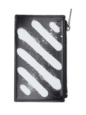 Off White Zipped Card Case - Black - White