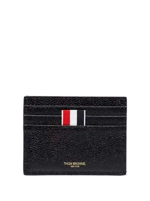 Thom Browne Card Holder W/note Compartment In Pebble Grain Leather - Black