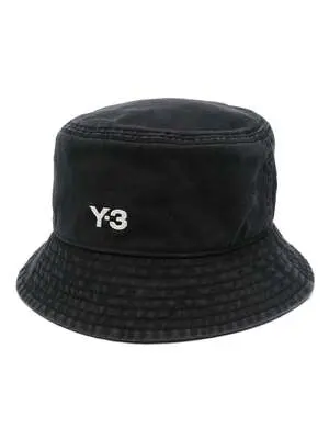 Y3 Logo Embroidered Bucket Hat - Black