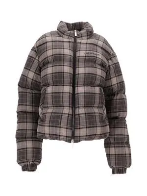 Off White Plaid Puffer Jacket