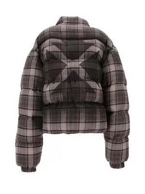 Off White Plaid Puffer Jacket
