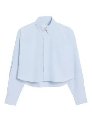 Ami Cotton Cropped Shirt - Clear Blue