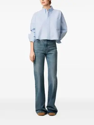 Ami Cotton Cropped Shirt - Clear Blue