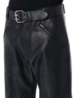 Saint Laurent Grained Leather Trousers