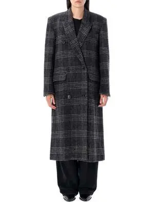 MARANT ETOILE Lexana Long Checkered Wool Coat