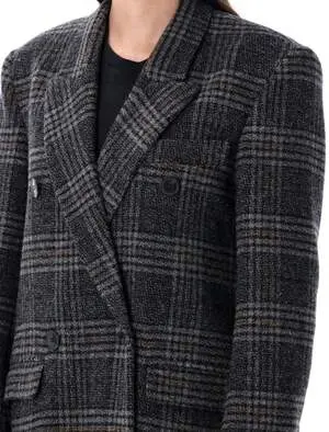 MARANT ETOILE Lexana Long Checkered Wool Coat