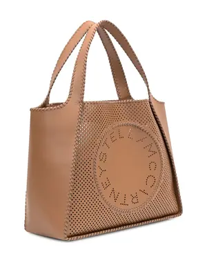Stella McCartney Logo Perforated Tote - Wallnut