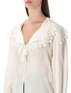Chloé Floral Jacquard Silk Blouse