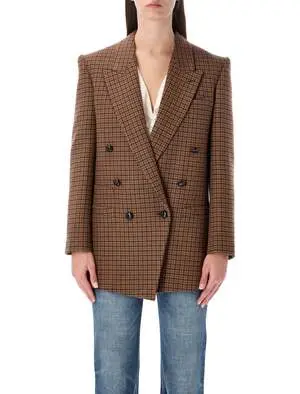 Chloé Houndstooth Wool Double-breasted Blazer