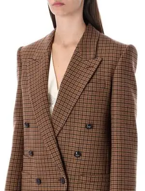 Chloé Houndstooth Wool Double-breasted Blazer